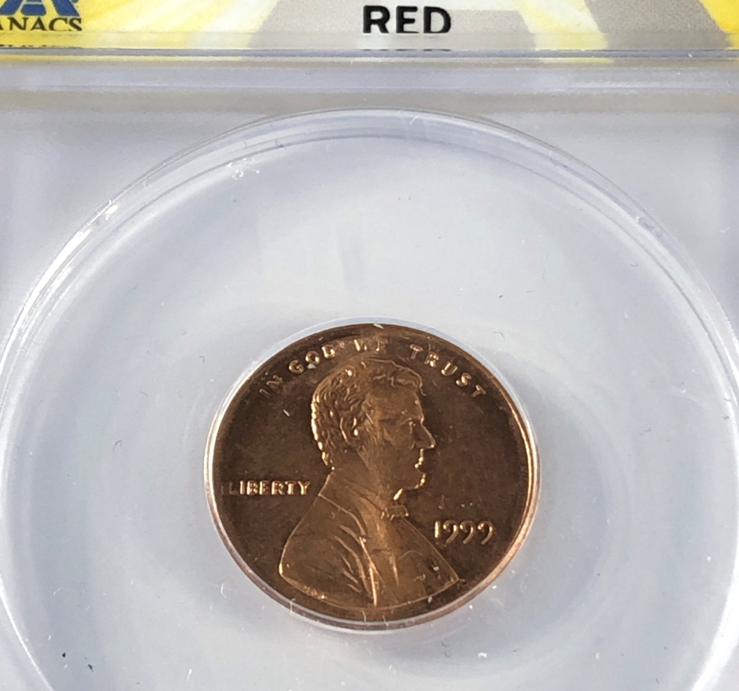 MINT ERROR*1999 Lincoln Head Memorial Cent*BROADSTRUCK*Graded MS63 Red by ANACS | Property Room