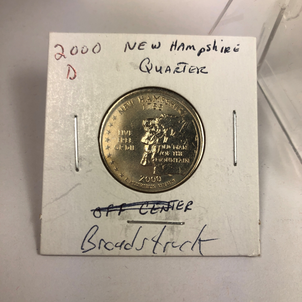 MINT ERROR*2000-D New Hampshire Commemorative Washington Quarter*Broad ...