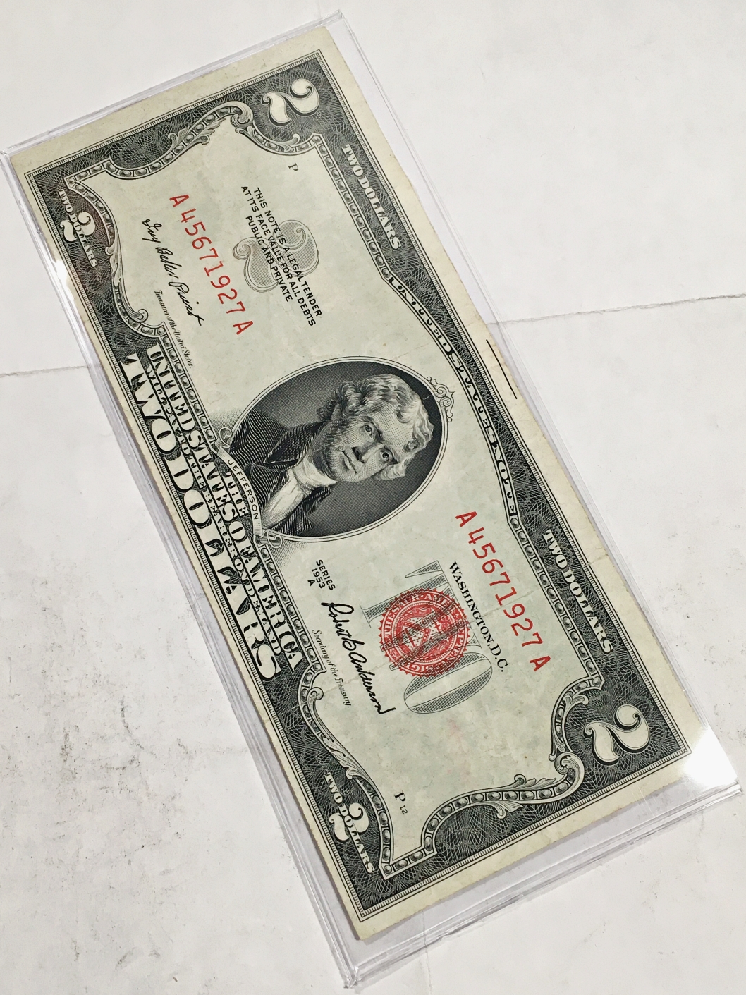 MINT ERROR*Series 1953A $2 United States Red Seal Note*Miscut ...