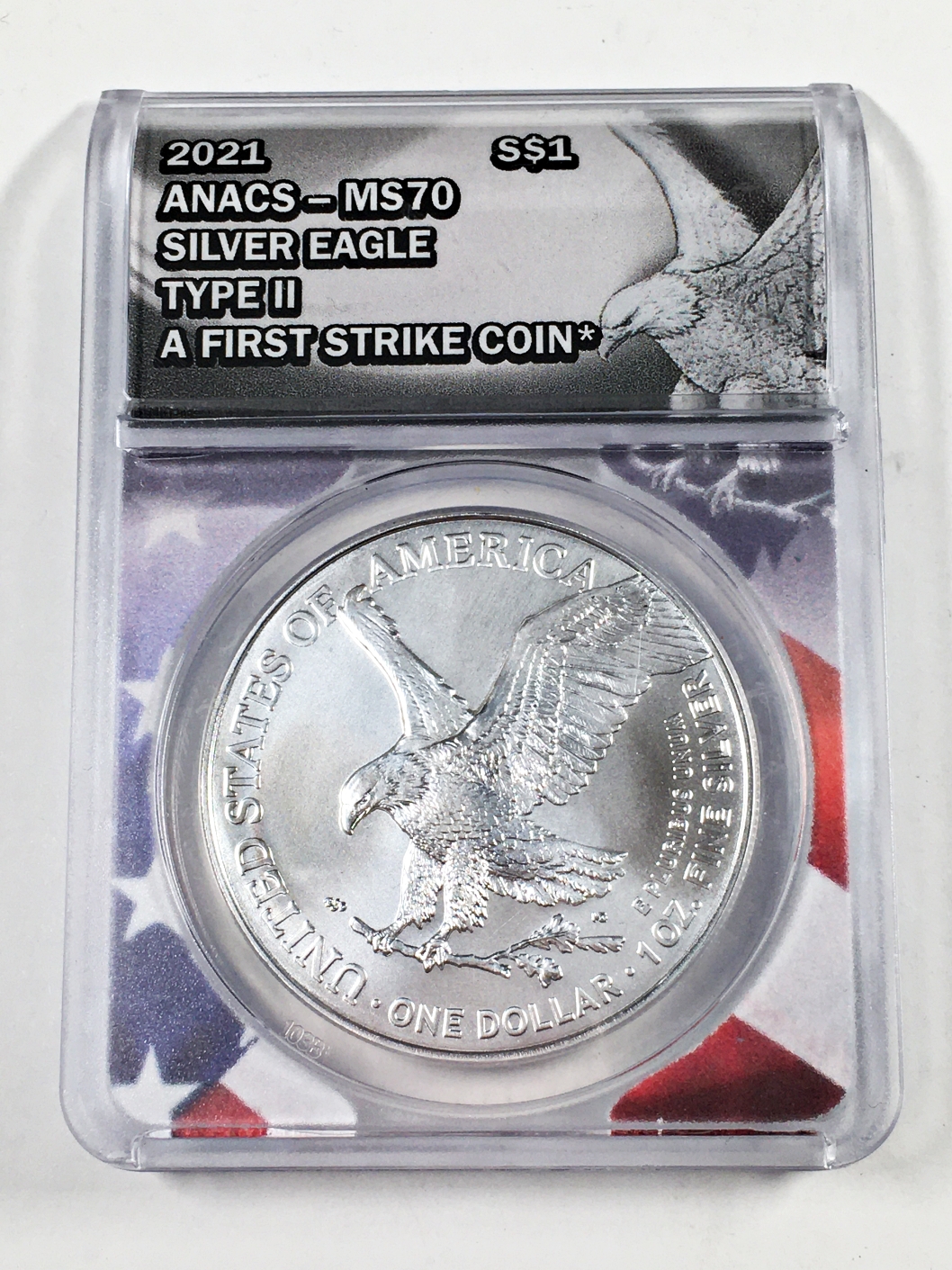 MS70 First Strike Type 2 2021 $1 American Silver Eagle - Graded by ANACS | Property Room