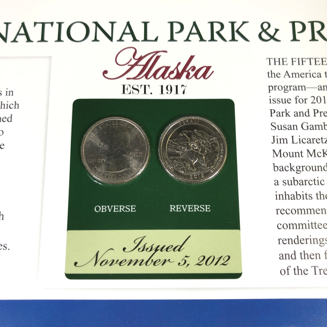 National Park Quarter Display Board featuring Denali Uncirculated ...