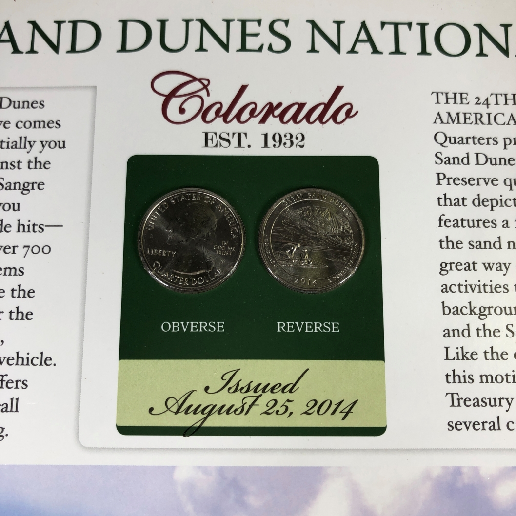 National Park Quarter Display Board featuring Great Sand Dunes ...