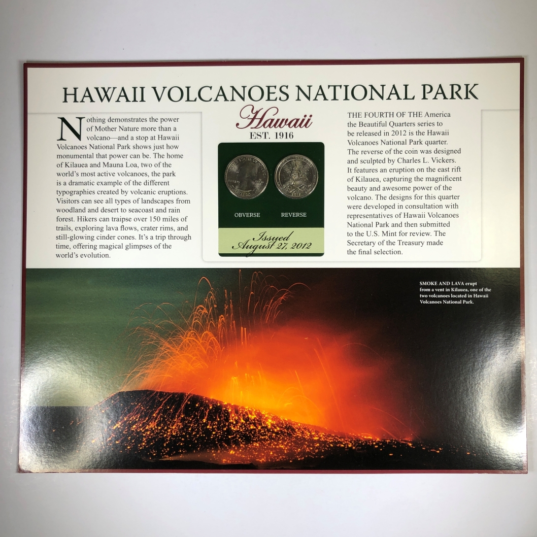 National Park Quarter Display Board featuring Hawaii Volcanoes ...