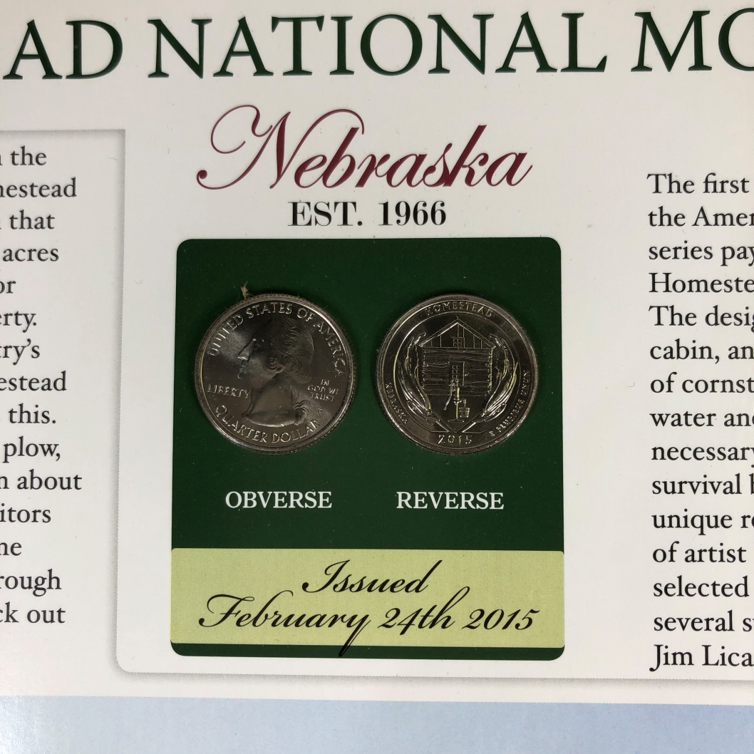 National Park Quarter Display Board featuring Homestead Uncirculated ...