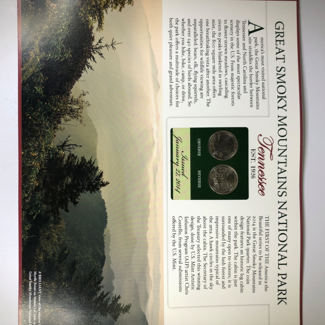 National Park Quarter Display Board featuring Smoky Mountains ...