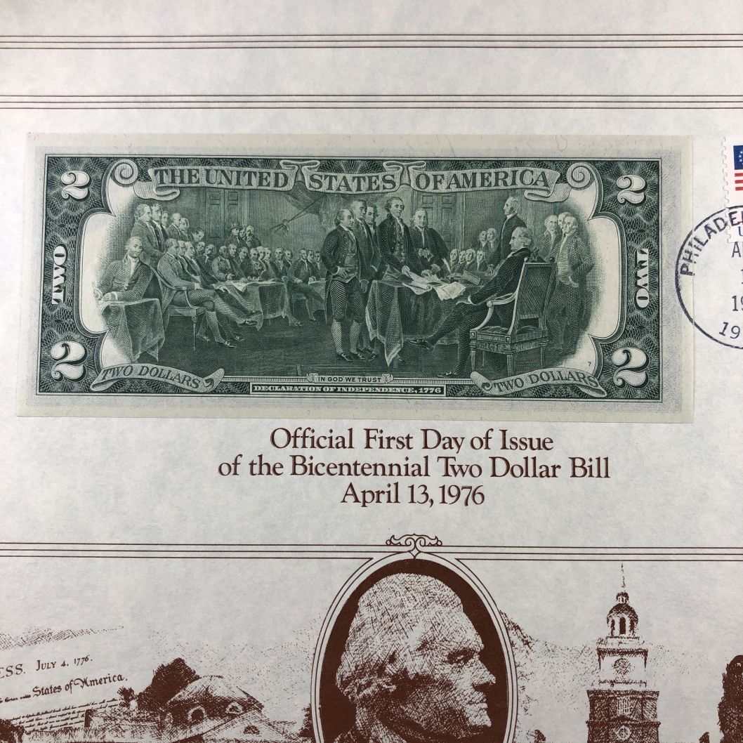 Official First Day of Issue $2 Bicentennial Federal Reserve note ...