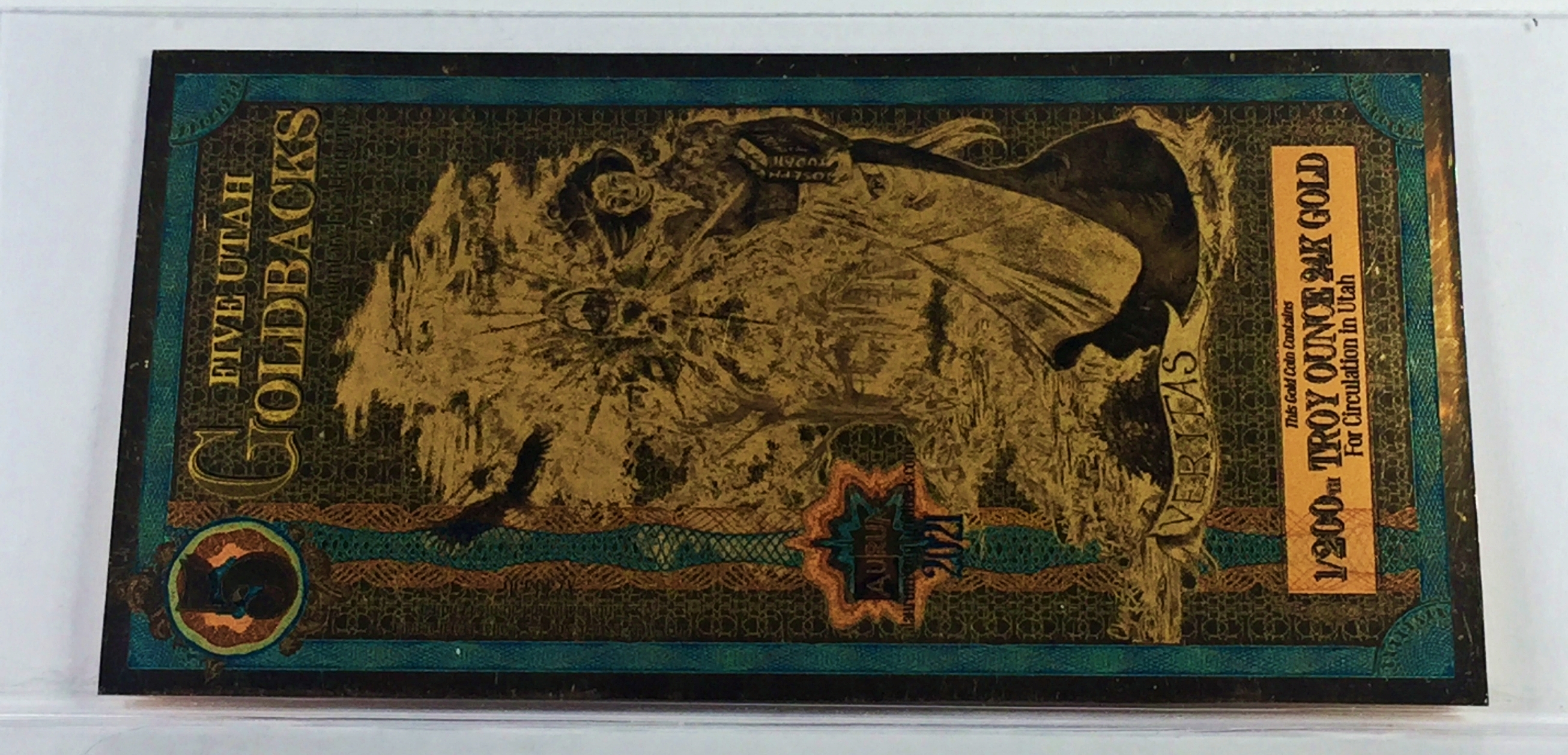 One 5 Utah Goldback*1/200 Troy Ounce of 24K Gold*For Circulation in ...