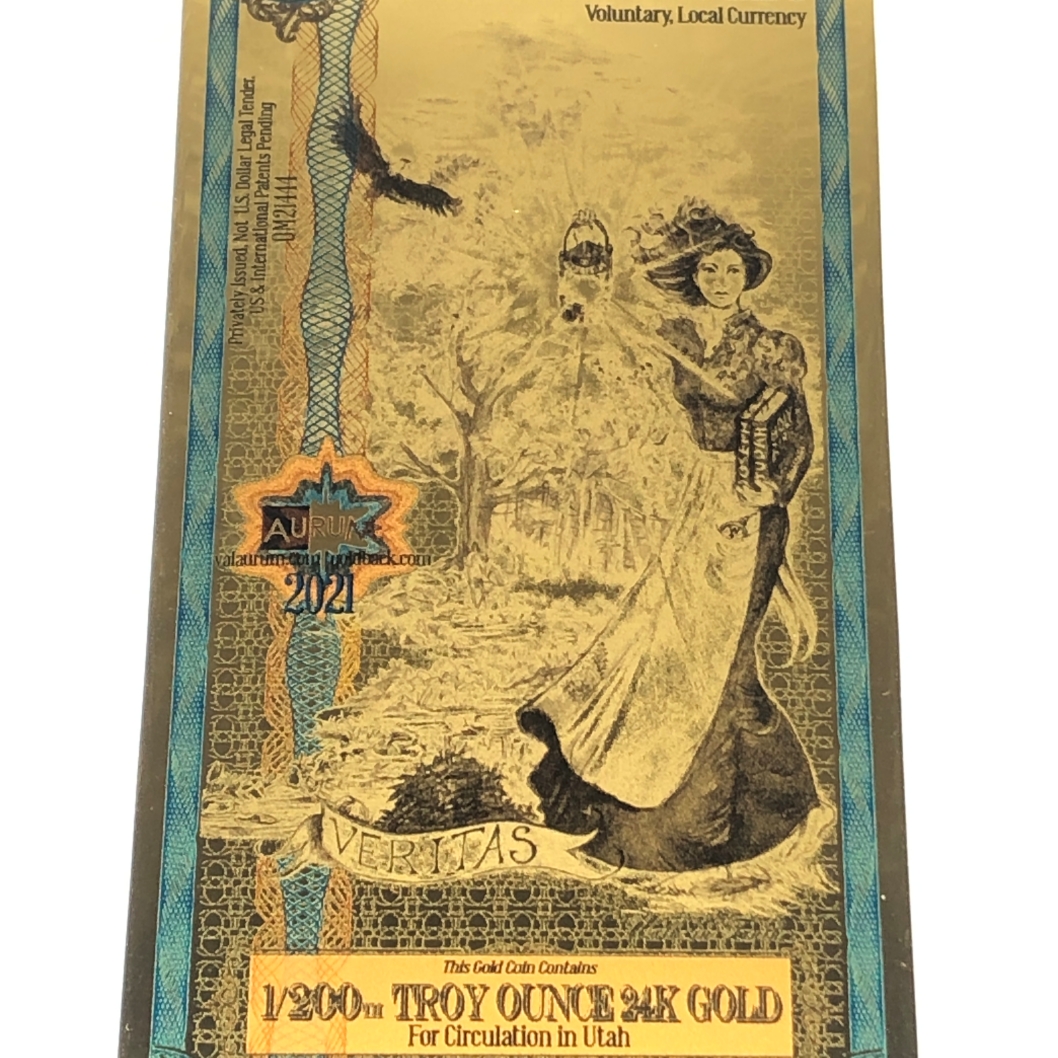 One 5 Utah Goldbacks*1/200 Troy Ounce of 24K Gold*For Circulation in ...