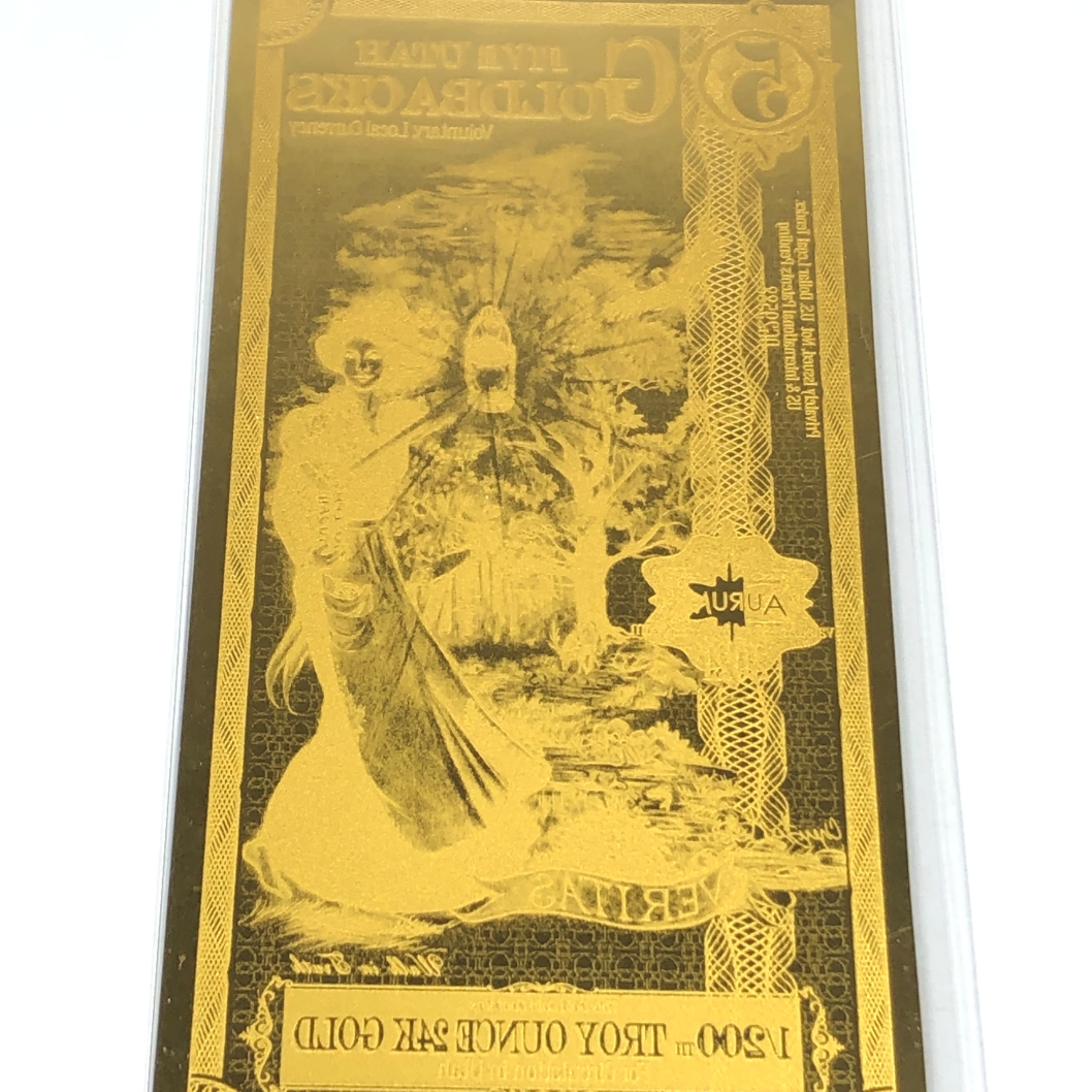 One 5 Utah Goldbacks*1/200 Troy Ounce of 24K Gold*For Circulation in ...