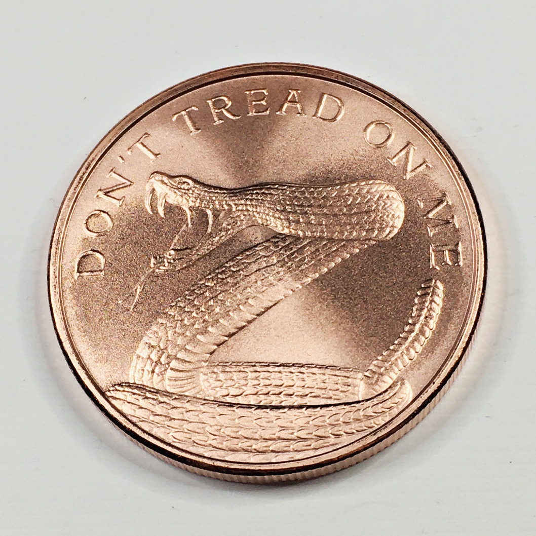 One AVDP Ounce .999 Copper Round*Proof*Don't Tread on Me | Property Room