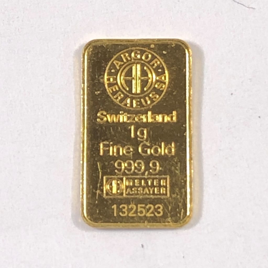 One Gram .9999 Fine Gold Bar*Numbered*Switzerland | Property Room