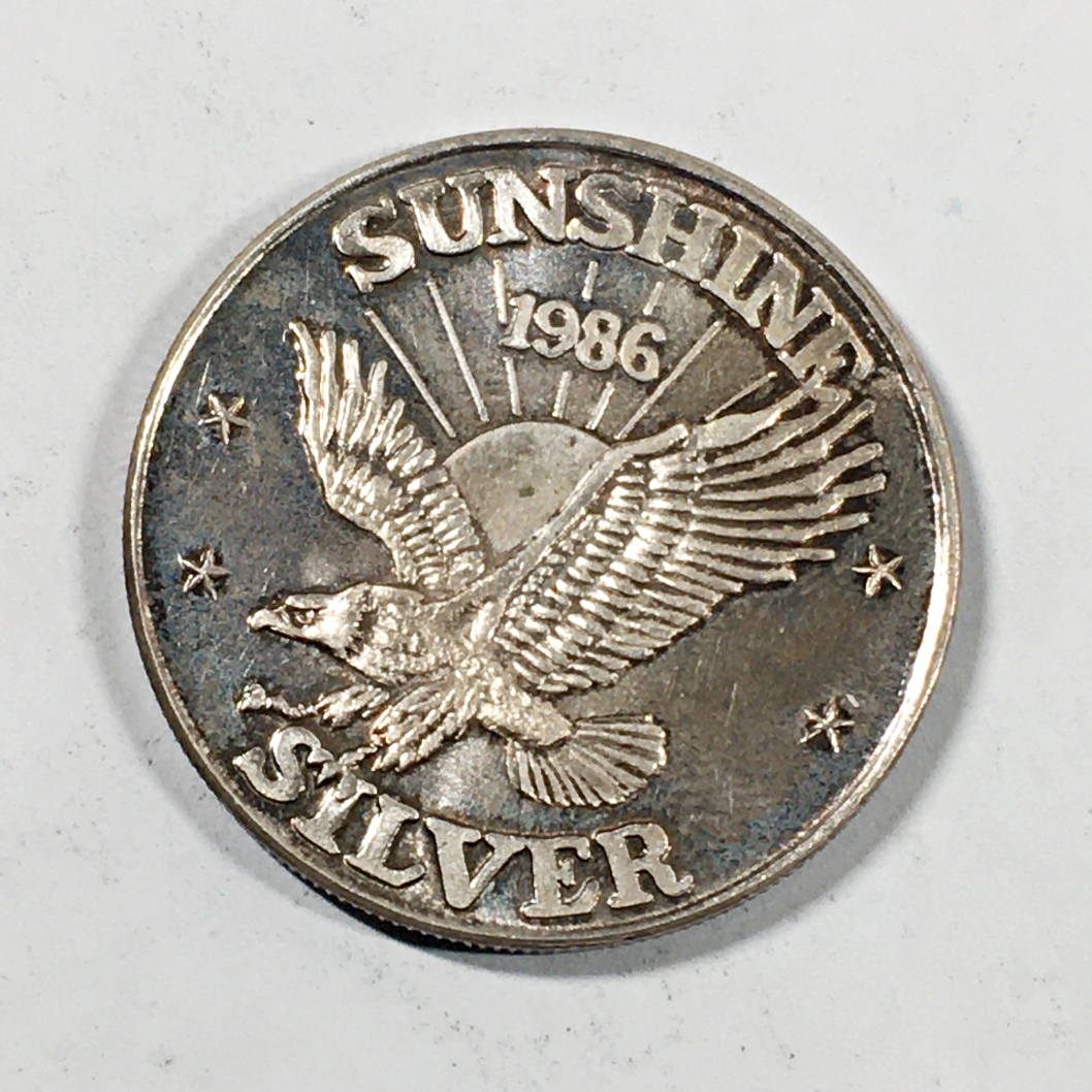 One Half Troy Ounce .999 Fine Silver Round*1986 Sunshine Minting ...
