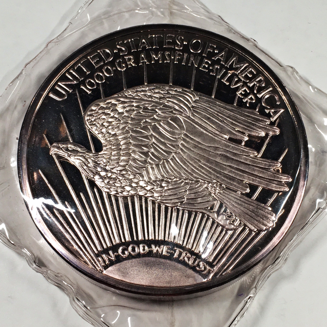 One Kilo (1000 Grams) .999 Fine Silver Round*1989 Saint Gaudens Double ...