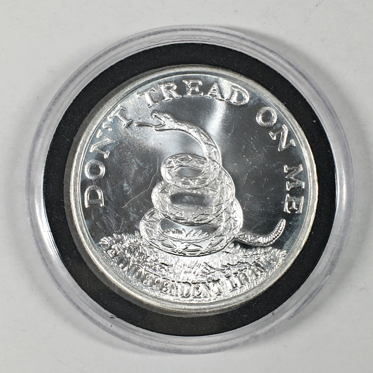 One Ounce .999 Fine Proof Silver Round*Snake-Don't Tread On Me/Boston Tea Party*In Protective ...