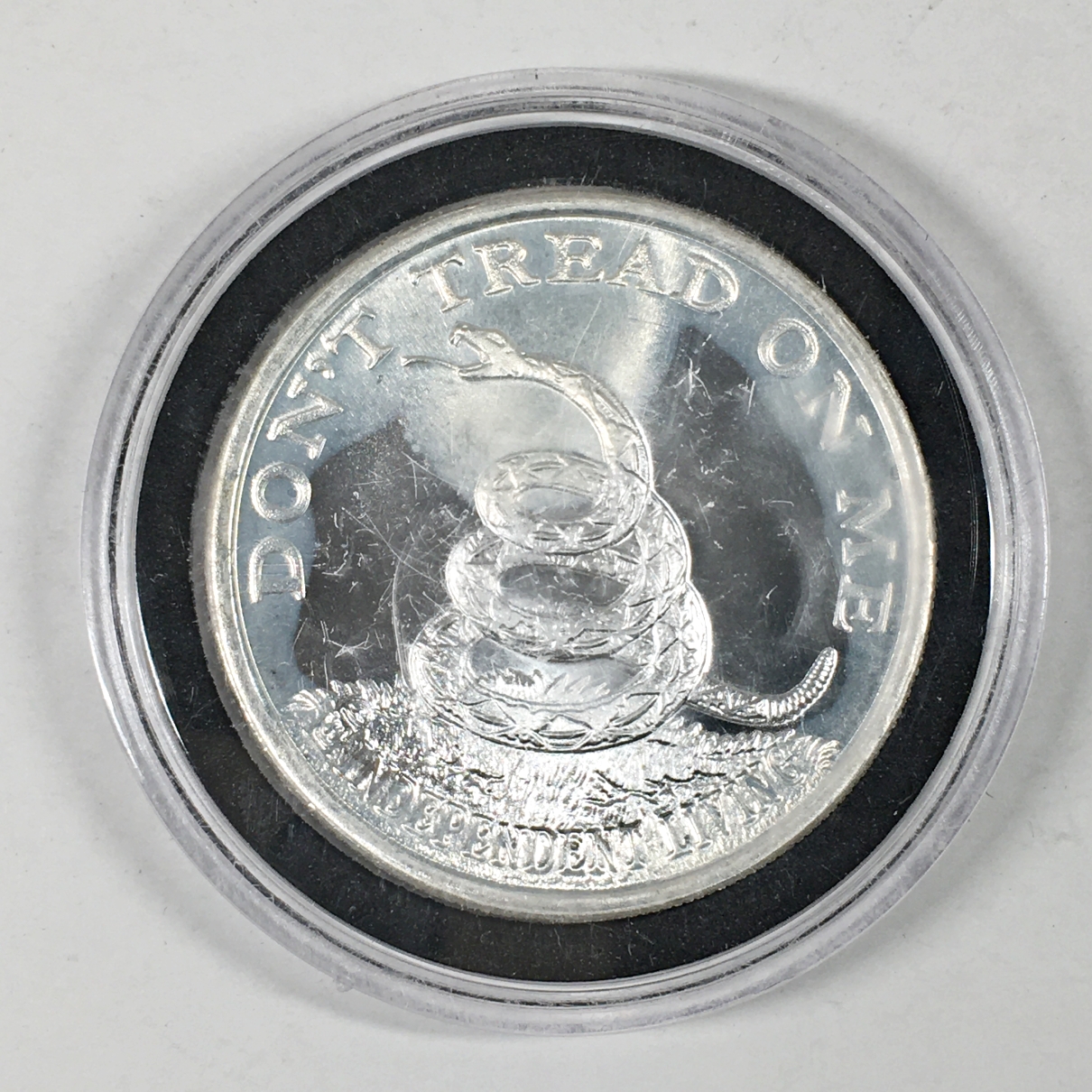 One Ounce .999 Fine Proof Silver Round*Snake-Don't Tread On Me/Boston Tea Party*In Protective ...
