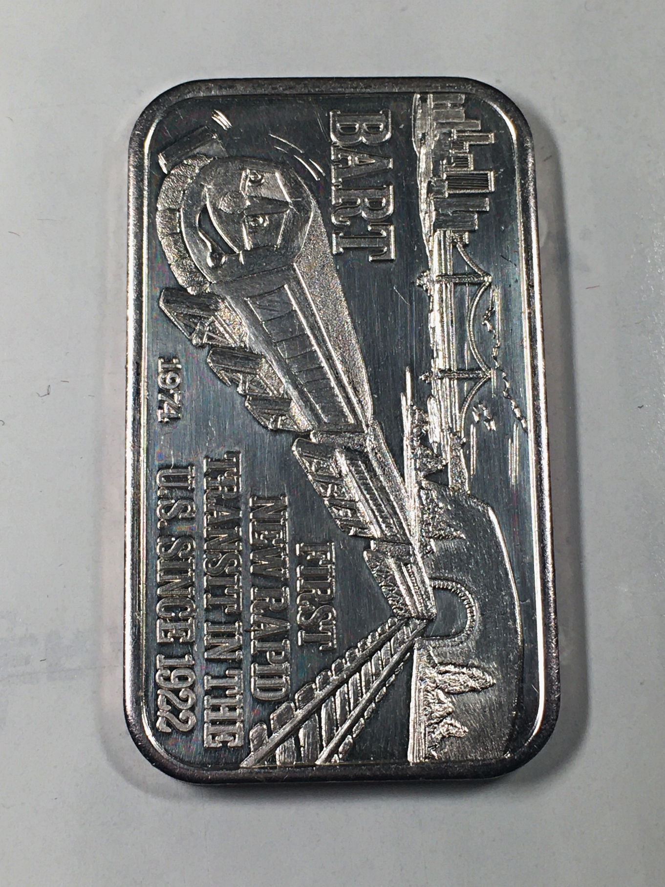 One Troy Ounce .999 Fine Proof Silver Bar*Bart Rapid Train*#0150 of ...