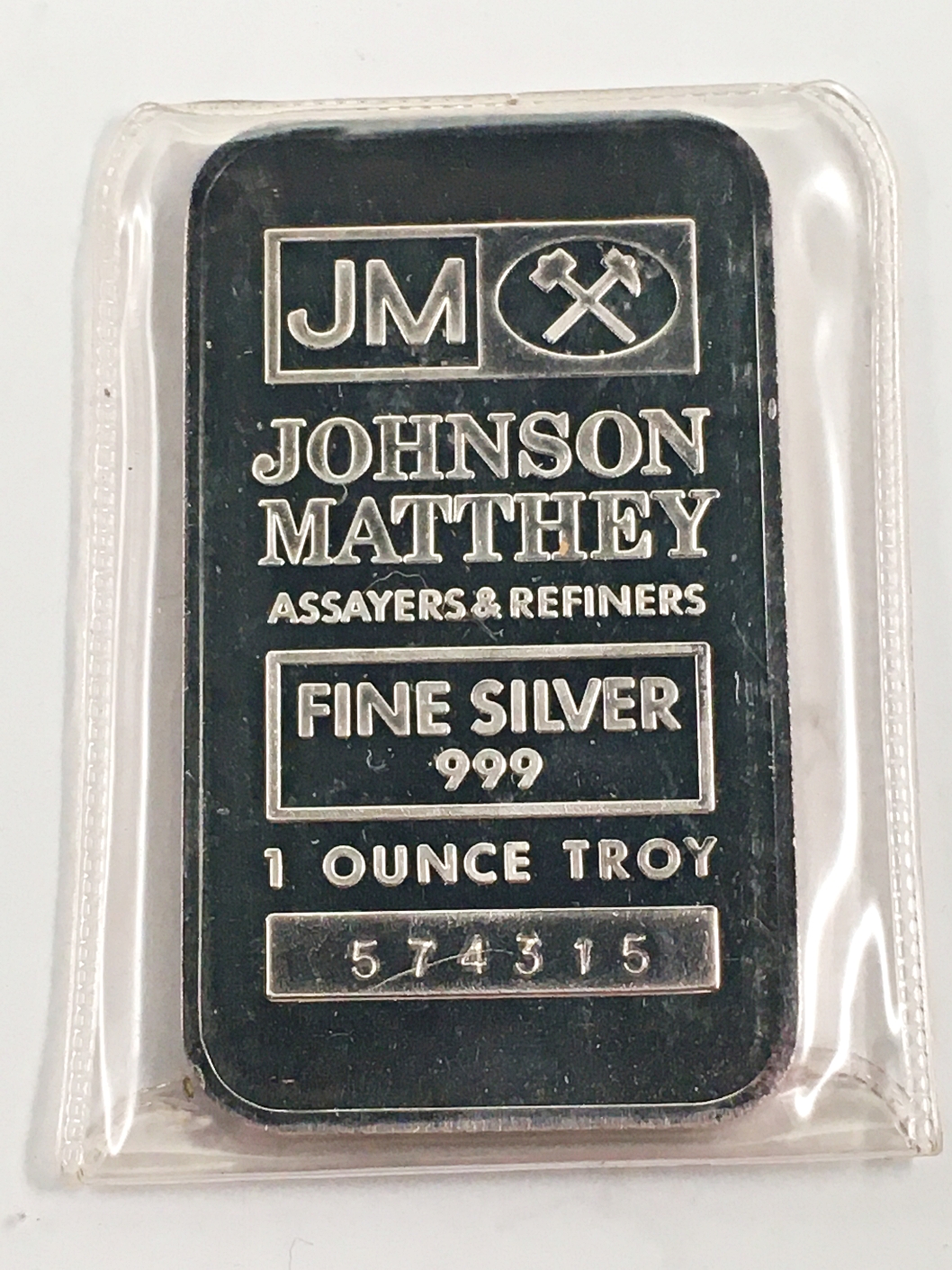 One Troy Ounce .999 Fine Proof Silver Bar*Johnson Matthey Assayers ...