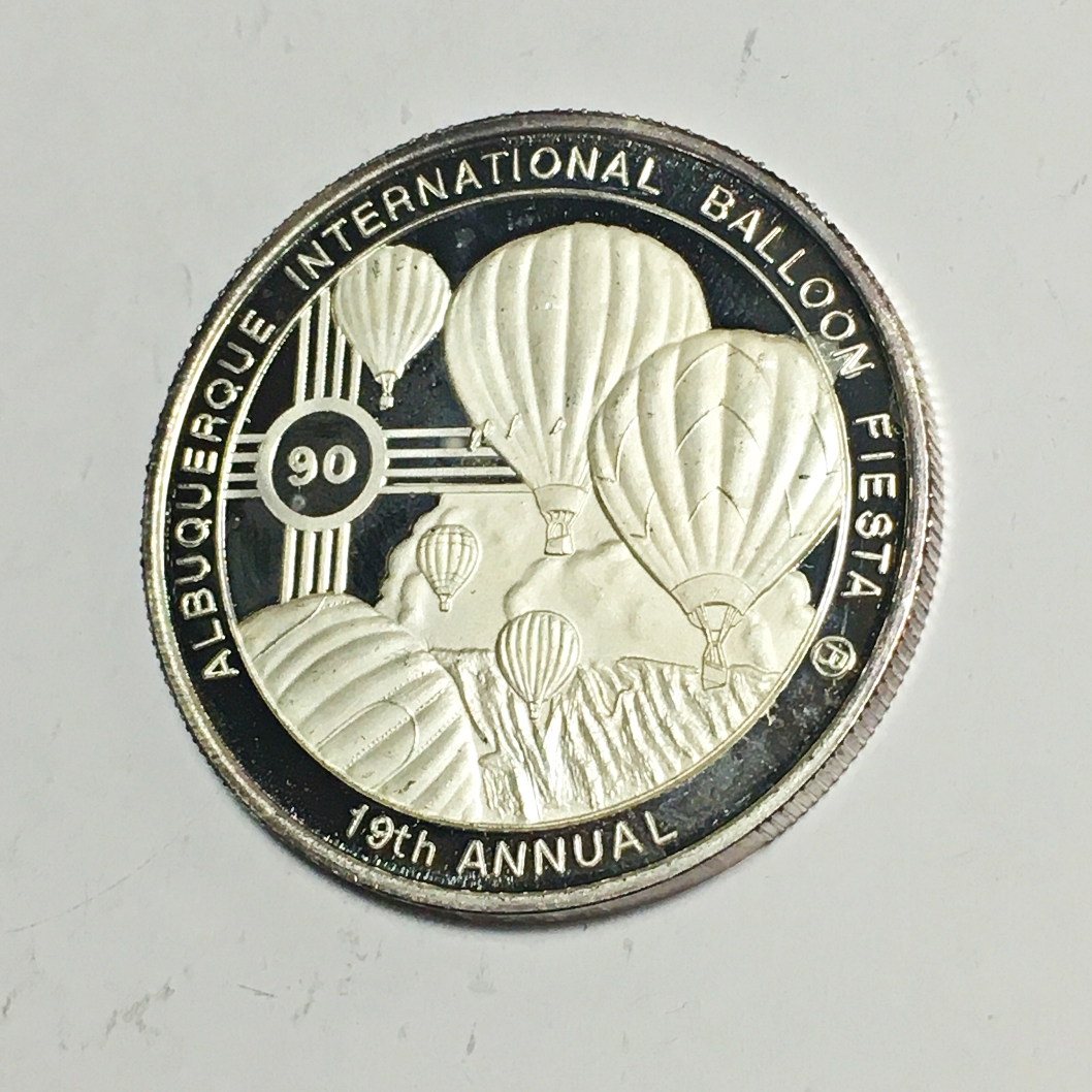 One Troy Ounce .999 Fine Proof Silver Round*1990 Albuquerque ...