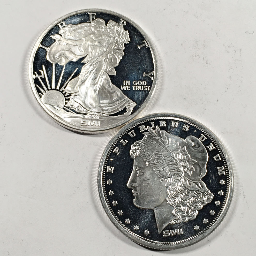 Two Troy Ounces .999 Fine Proof Silver*Morgan Design and Walker Design ...