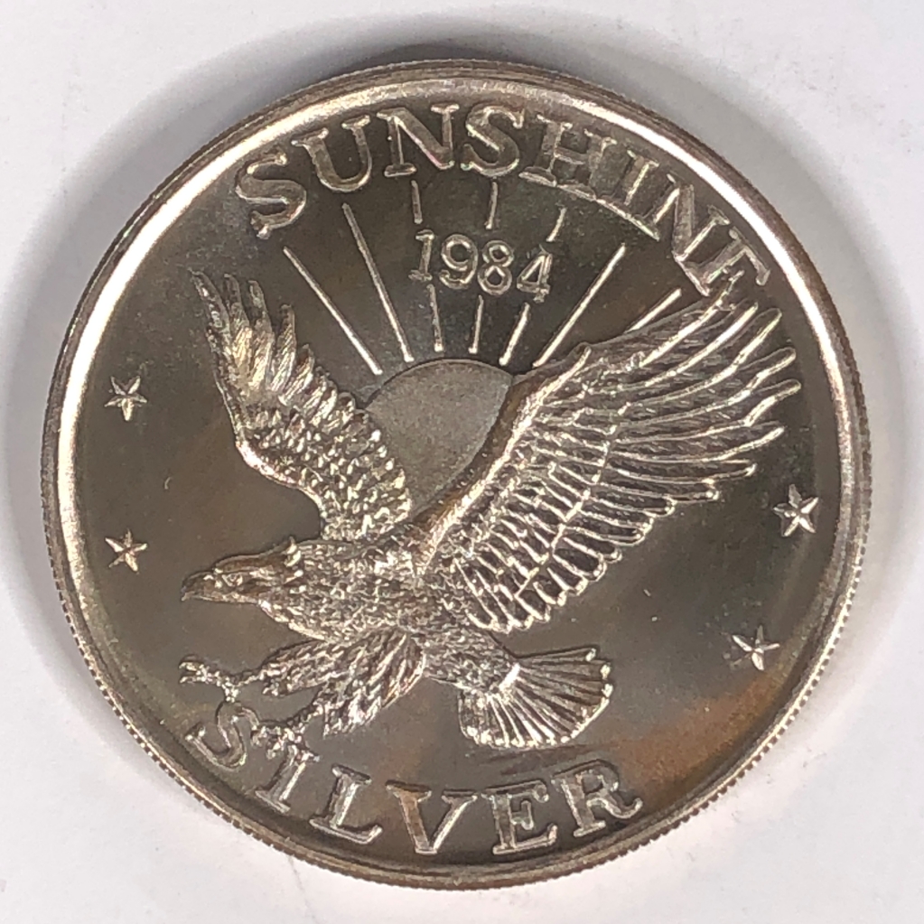One Troy Ounce .999 Fine Silver Round*1984 Sunshine Mining | Property Room