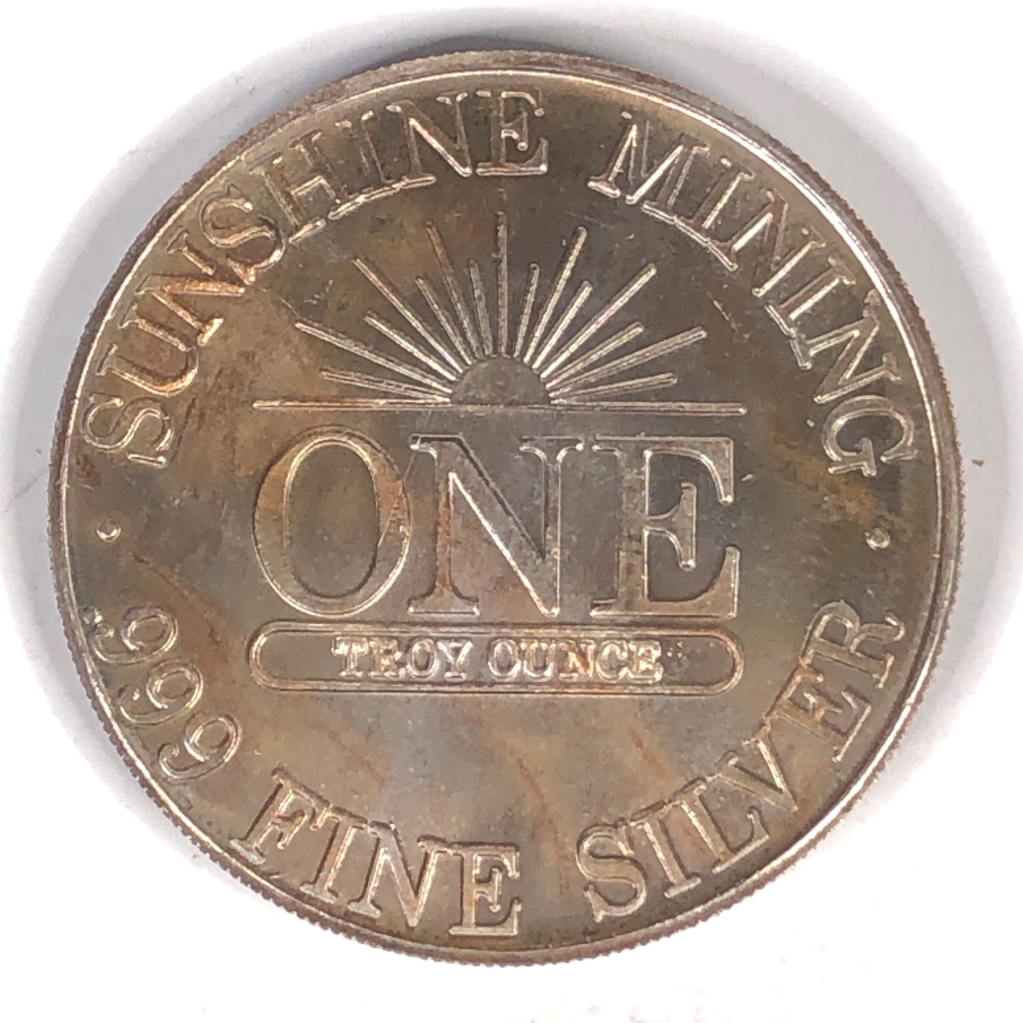 One Troy Ounce .999 Fine Silver Round*1984 Sunshine Mining | Property Room