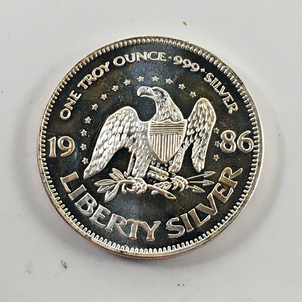 One Troy Ounce .999+ Fine Silver Round*1986 Proof*A-Mark | Property Room