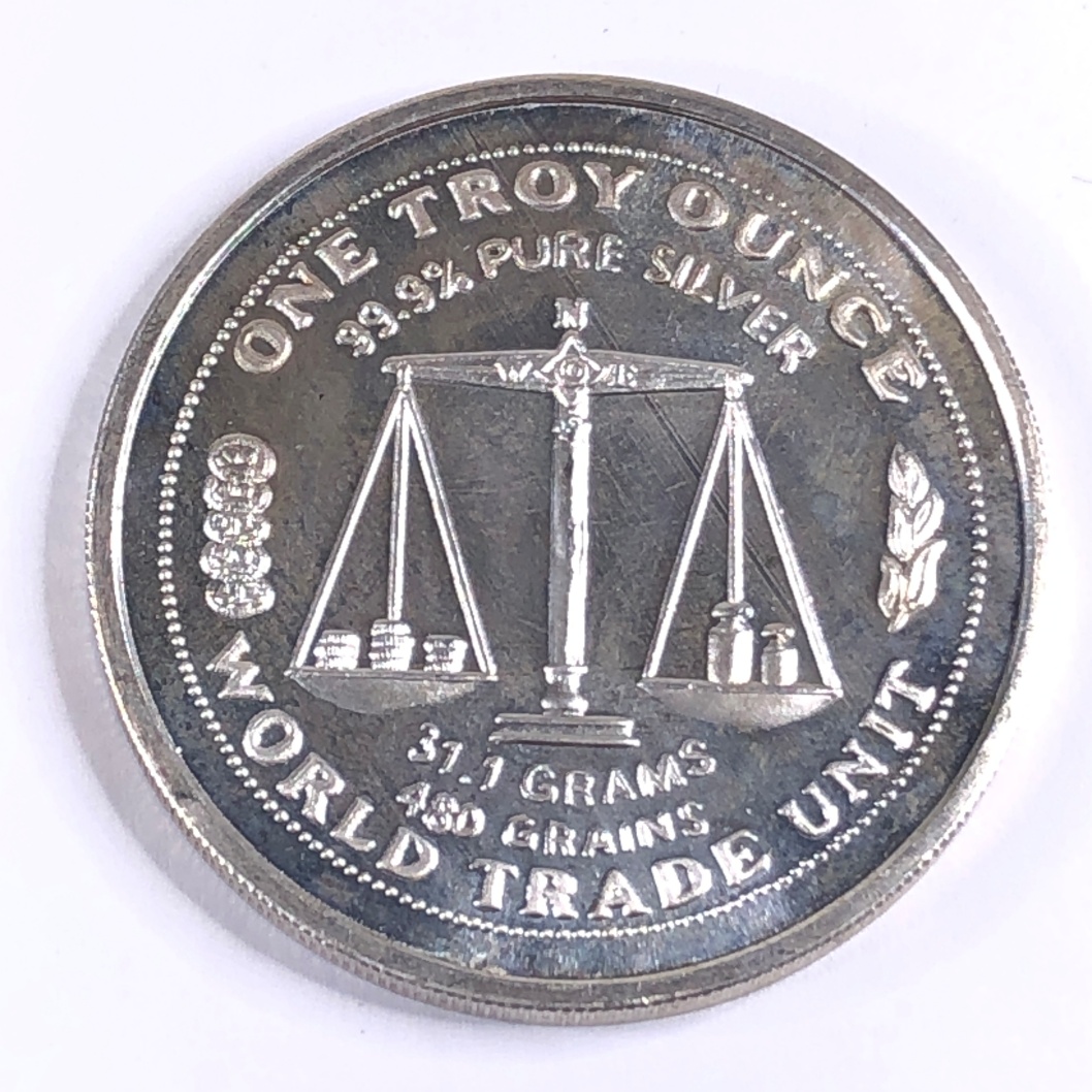 One Troy Ounce .999 Fine Silver Round*1986 World Trade Unit | Property Room