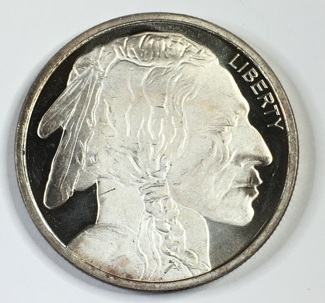 One Troy Ounce .999 Fine Silver Round*Buffalo Nickel Design | Property Room