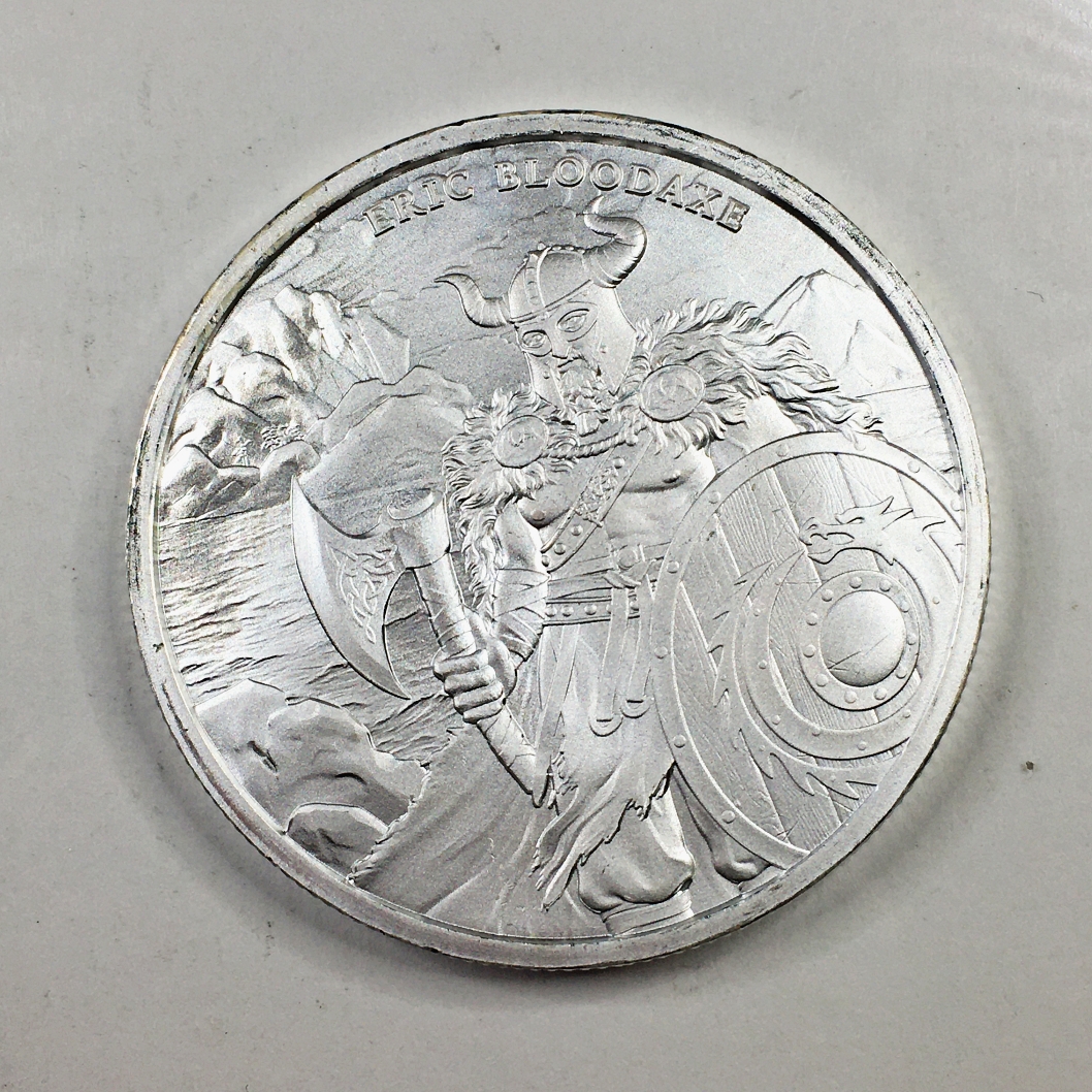 One Troy Ounce .999 Fine Silver Round*Legendary Warriors*Eric Bloodaxe ...