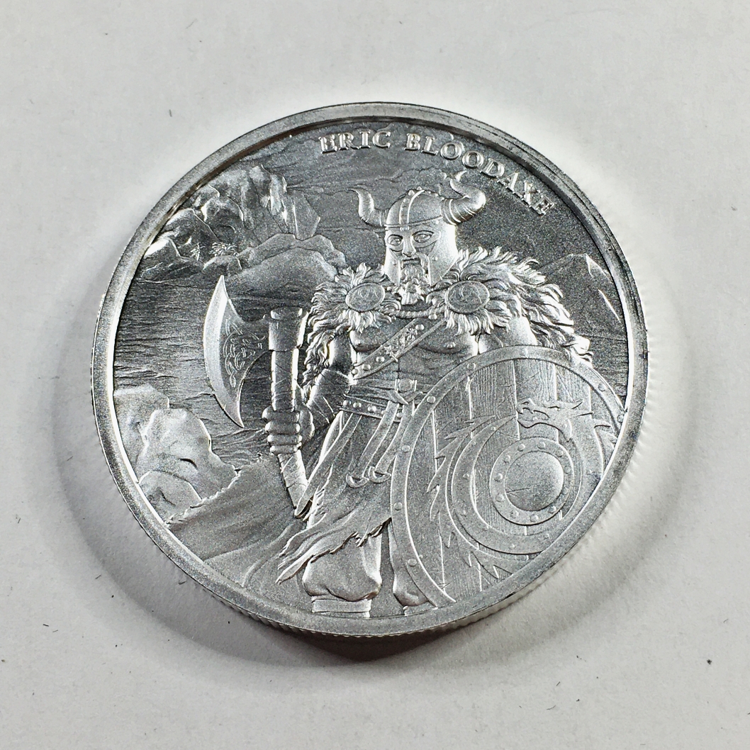 One Troy Ounce .999 Fine Silver Round*Legendary Warriors*Eric Bloodaxe ...
