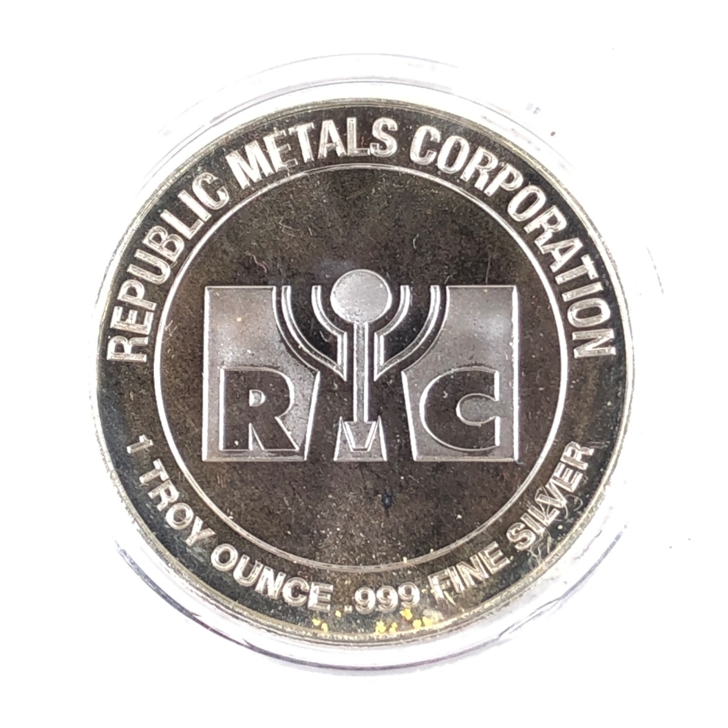 One Troy Ounce .999 Fine Silver Round*Republic Metals Corp*In Capsule ...