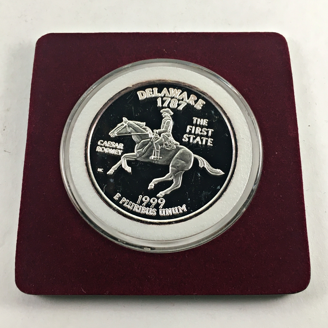 One Troy Ounce .999 Proof Silver Delaware Statehood Quarter Replica ...