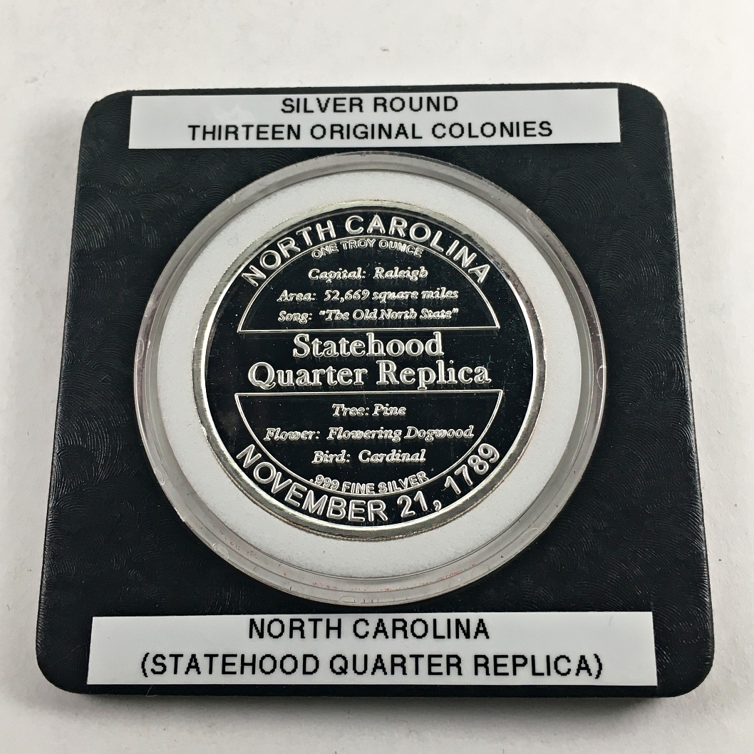 One Troy Ounce .999 Proof Silver North Carolina Statehood Quarter ...