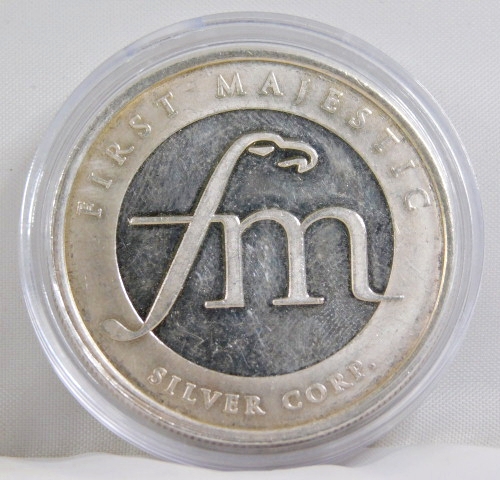 One Troy Ounce .999 Proof Silver Round*First Majestic Silver Corp.*In ...