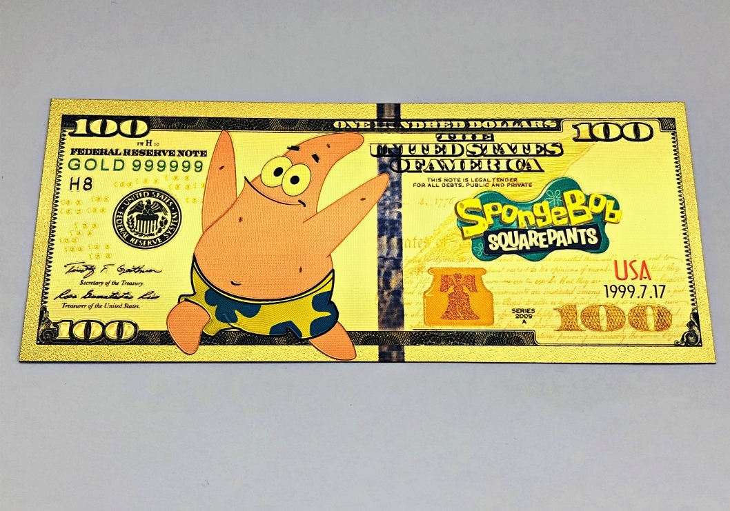 Patrick Star Gold Foil 100 Dollar Commemorative Banknote | Property Room
