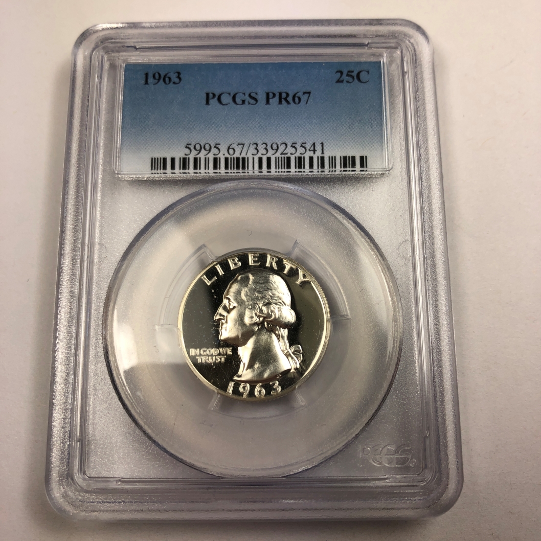 PCGS Graded 1963 Proof 67 Silver Quarter *Very High Grade | Property Room