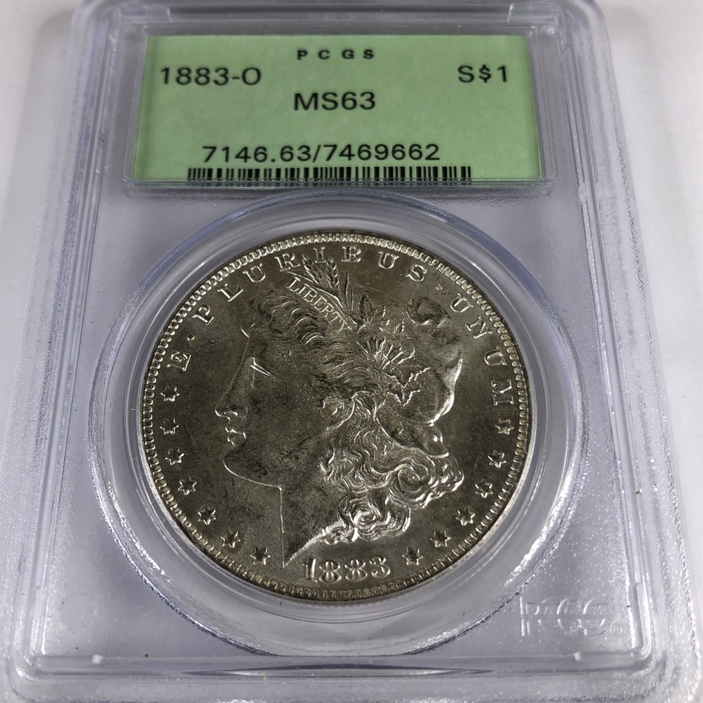 PCGS Old Green Holder 1883 New Orleans MS 63 Graded Morgan Silver Dollar | Property Room