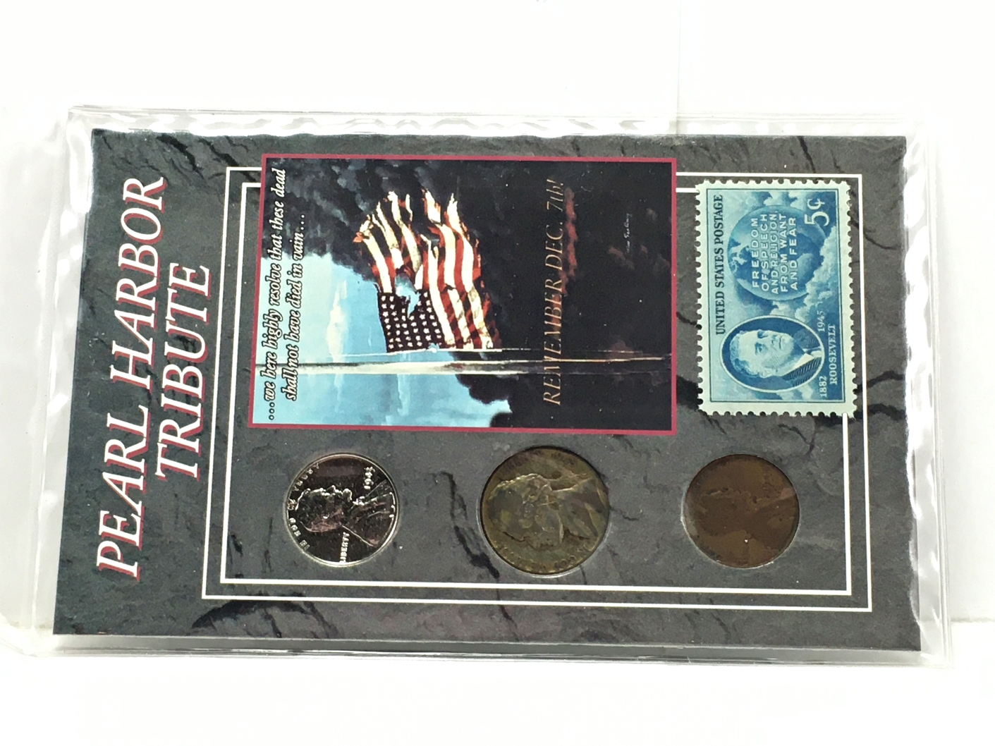 Pearl Harbor Tribute: 1945-P Silver Nickel, 1943 Steel Cent and 1944 ...