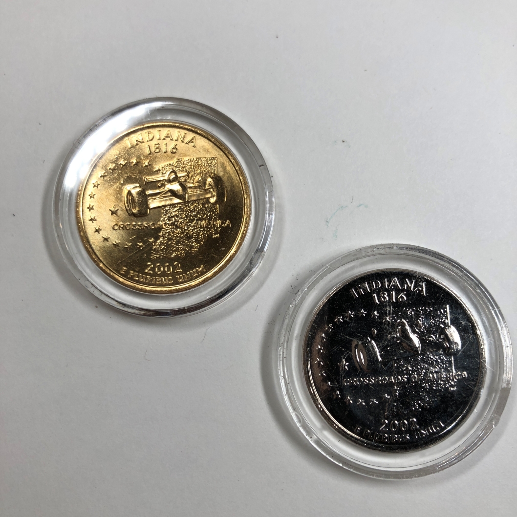 Platinum and Gold Layered Indiana State Quarter *Indianapolis 500 ...