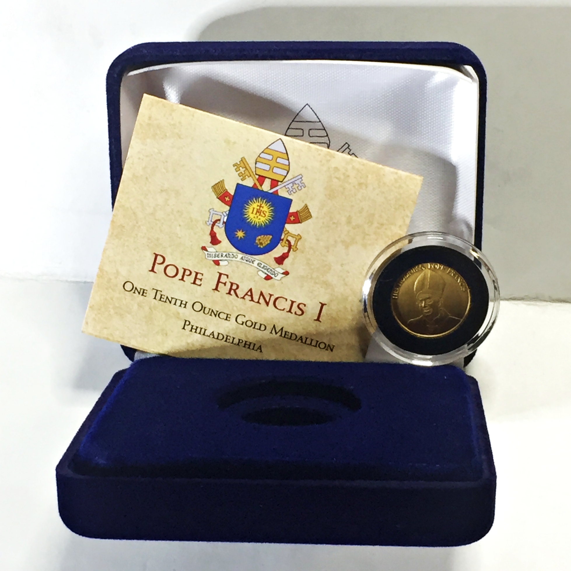 POPE FRANCIS I One-tenth Ounce Gold Commemorative Medallion*2015 ...