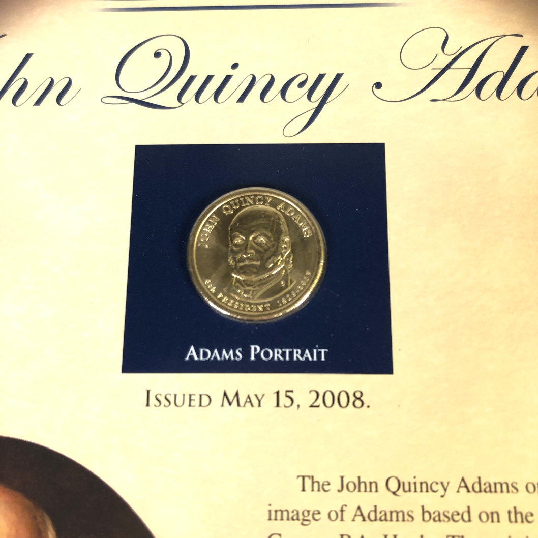 Presidential Dollar Informative Display board Featuring John Quincy ...