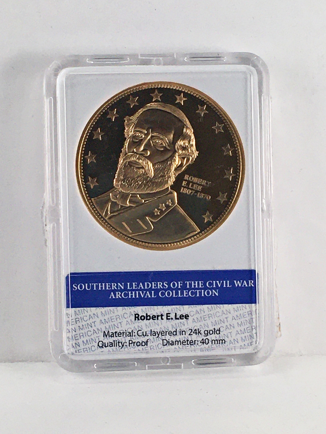 Robert E. Lee 24K Gold Layered Leaders of the Civil War Medallion*40mm ...