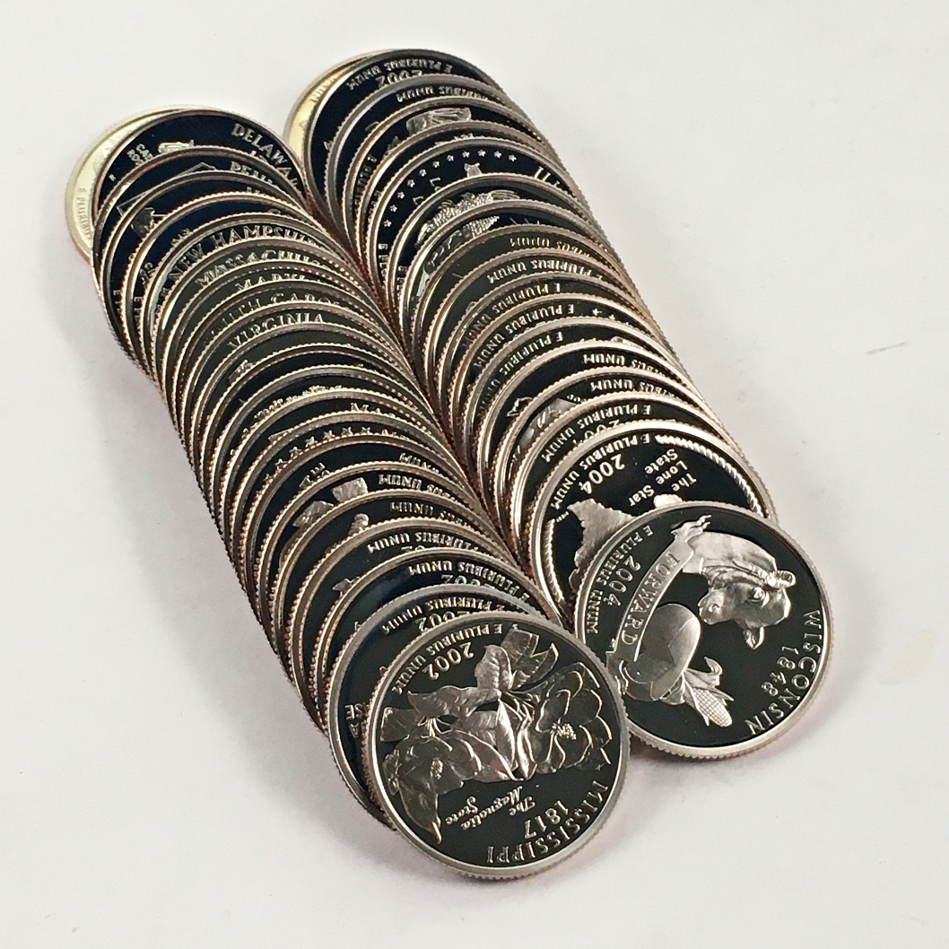 Roll of 40 Mixed Dates and States Commemorative Proof Quarters*Deep ...