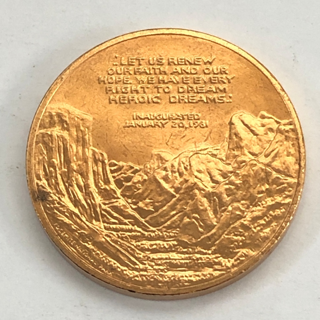 Ronald Reagan Presidential Commemorative*Bio on Reverse*1.25" Bronze ...