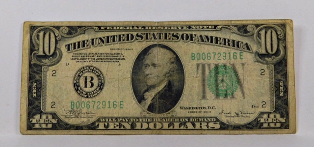 Series 1934B $10 Federal Reserve Note*New York, NY* | Property Room