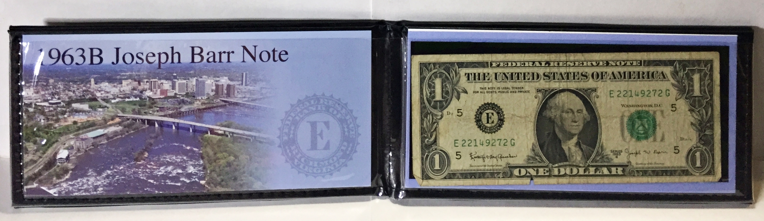 Series 1963B $1 Joseph Barr Federal Reserve Note*Richmond, VA ...