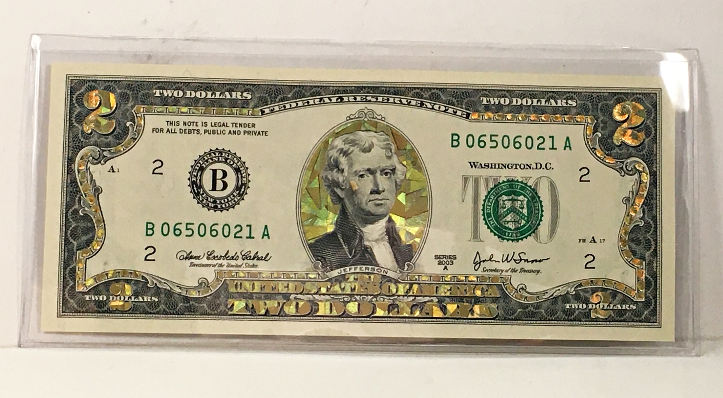 Series 2003A $2 Federal Reserve Note; New York, New York*24K Gold ...