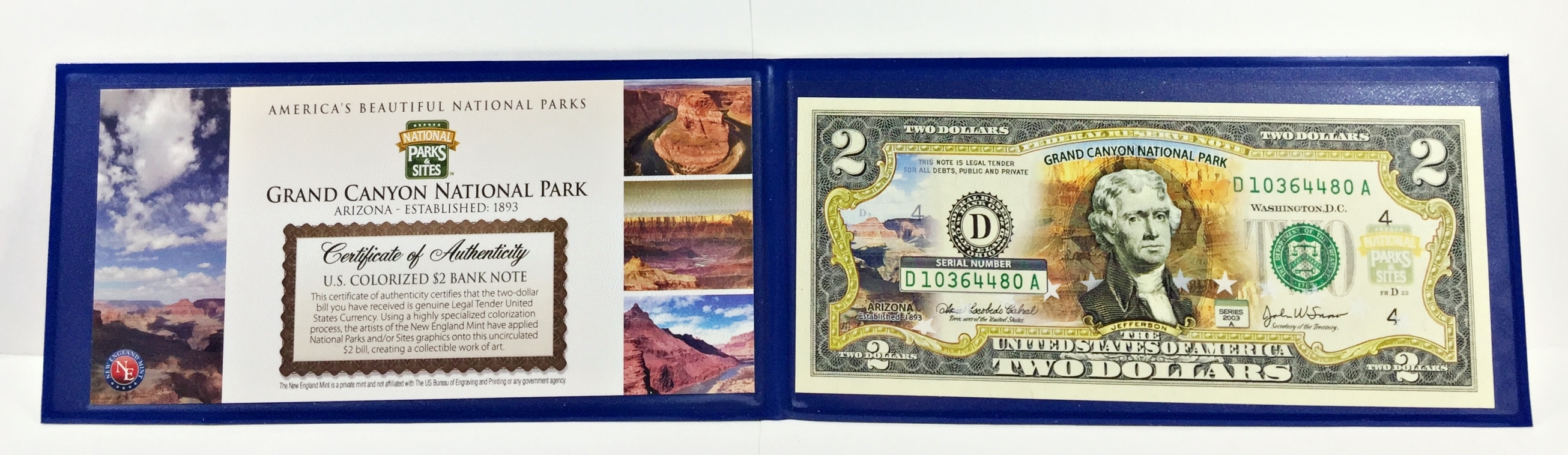 Series 2003A Colorized $2 Federal Reserve Note Commemorating Grand ...