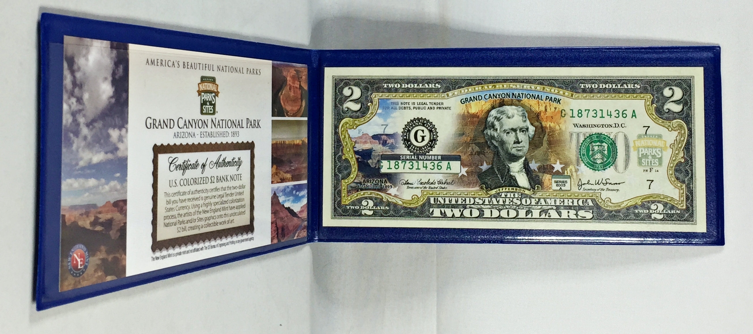 Series 2003A Colorized 2 Federal Reserve Note Commemorating Grand series-2003a-colorized-2-federal-reserve-note-commemorating-grand