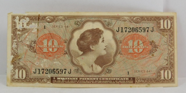 Series 641 Military Payment Certificate 10 Dollar Note | Property Room